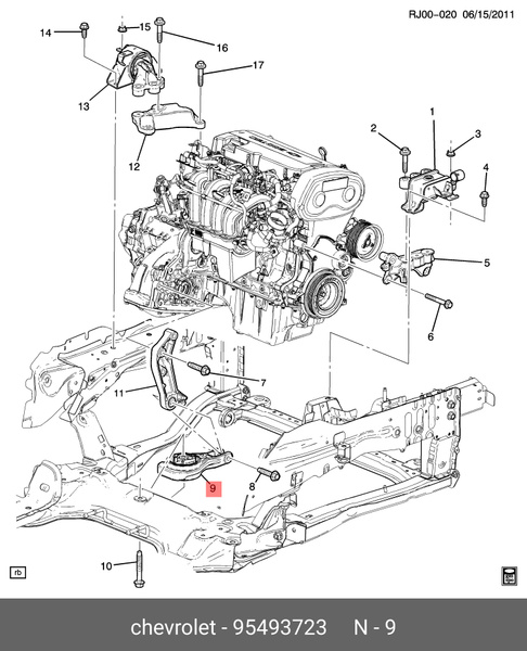 Подушка коробки передач зад GM 95493723 - Digma арт. 95493723 - купить ...
