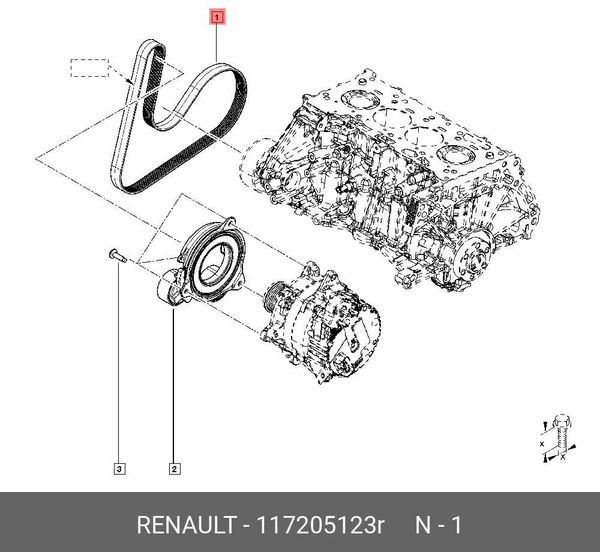 Ремень генератора Renault 117205123R - LADA арт. 117205123R - купить по ...