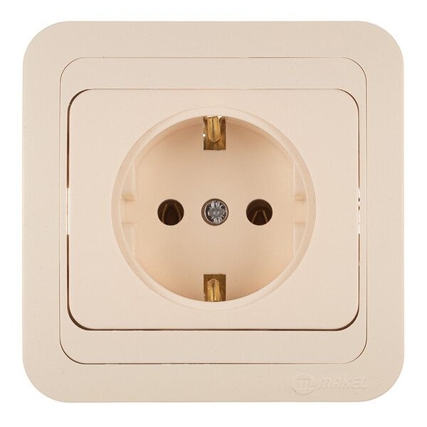 Розетка с рамкой Makel Mimoza 25008 скрытая установка бежевая с заземлением керамика - купить по ...