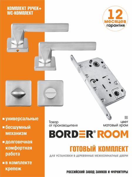 Комплект для межкомнатных дверей BORDER (БОРДЕР): ручки + защелка ...