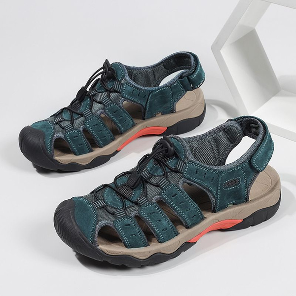 Сандалии Мужской KERNA, размер 43 EVA, Воловья кожа Круглый нос, Тонкая подошва R (средняя) Лето ...