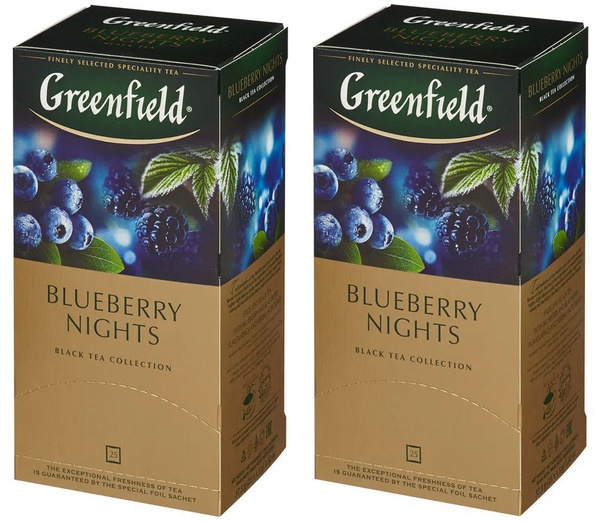 Чай Greenfield Blueberry nights черный со вкусом черники, 25 пак - 2 ...