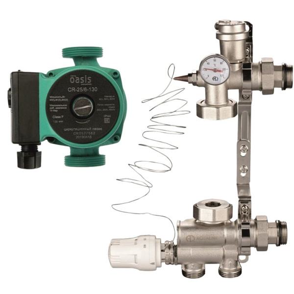 Комплект Узел насосно-смесительный AQUALINK + Насос 25/6 ОАЗИС L-130 ...