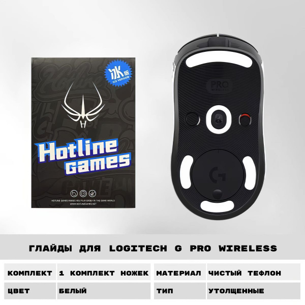 Характеристики Глайды для мышки Logitech G PRO Wireless / Тефлоновые ...