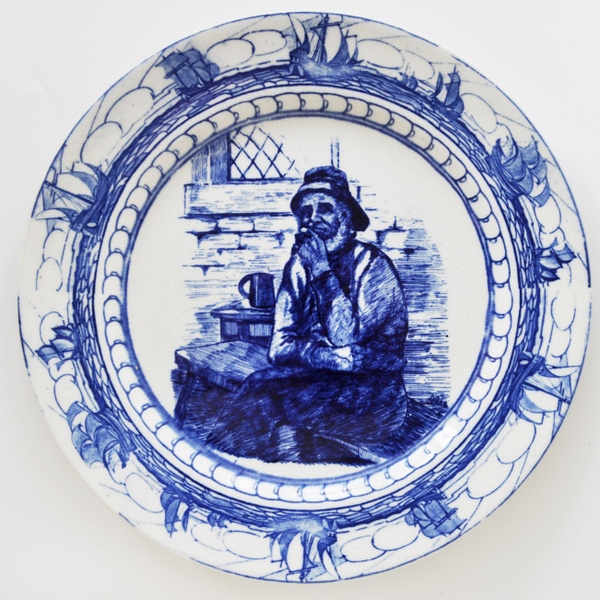 Королевский Royal Doulton. Большая винтажная тарелка "Моряк". Фаянс, глазурь. Англия, 1923-1927 ...