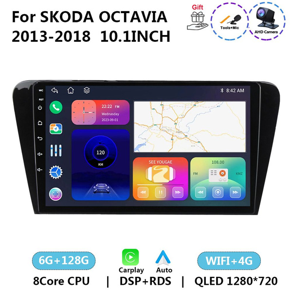 Автомагнитолы Skoda Octavia 3 2013-2018 10,1 дюйма, Серебро, 6+128GB 2din головное устройство ...