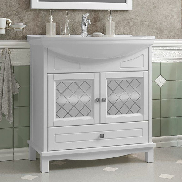 Тумба с раковиной Opadiris Омега 75 напольная, 76 см, из МДФ, из фарфора, классика, с ящиками ...