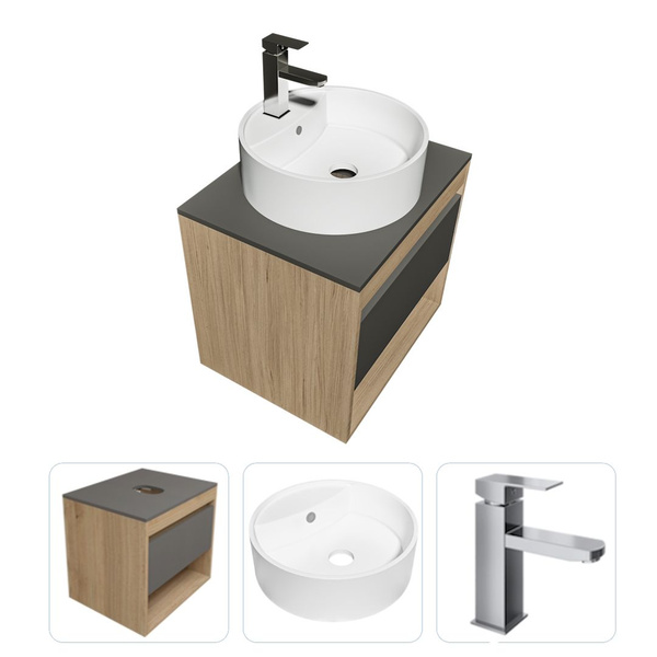 Комплект Teymi 3 в 1: Тумба Ritta 55 дуб эврика/графит матовый ...