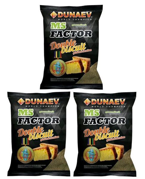 3 шт.Прикормка натуральная летняя "DUNAEV-MS FACTOR" 3000 гр. Бисквитный взрыв - купить с ...