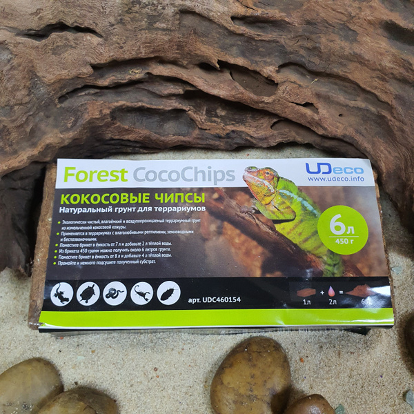 Натуральный грунт Кокосовые чипсы для террариумов 6л, 450г UDeco Forest ...