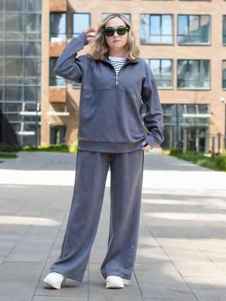 Костюм спортивный Женский KDX Повседневный двойка серый, размер 46 Замша Велоспорт, Спортивная ...