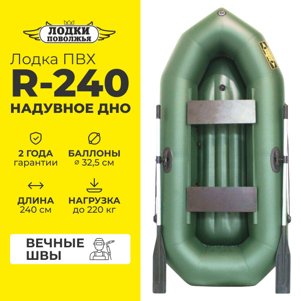 Лодка надувная для рыбалки ПВХ Лодки Поволжья R-240 НД гребная ...