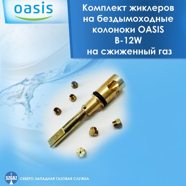 Жиклеры (сопла, форсунки) на бездымоходную газовую колонку OASIS B-12W, комплект жиклеров для ...
