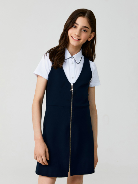Платье Девочки Acoola темно-синий графитовый Офисный/школьный Без рукавов Трикотаж, размер 146 ...