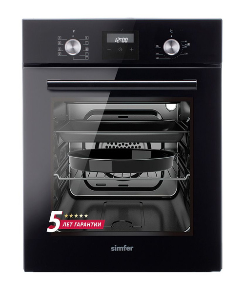 Электрический встраиваемый духовой шкаф Simfer, 45см, 9 режимов работы, конвекция, гриль, таймер ...