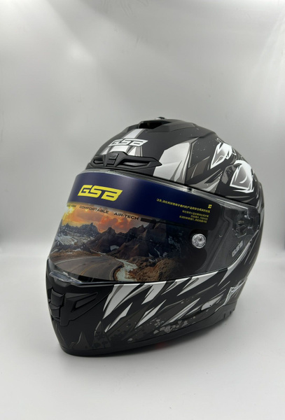 GSB Мотошлем, цвет: черный, серый, размер: XL - купить с доставкой по выгодным ценам в интернет ...