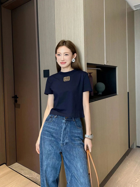 Футболка Miu Miu размер 1 цвет темно голубой купить по выгодной