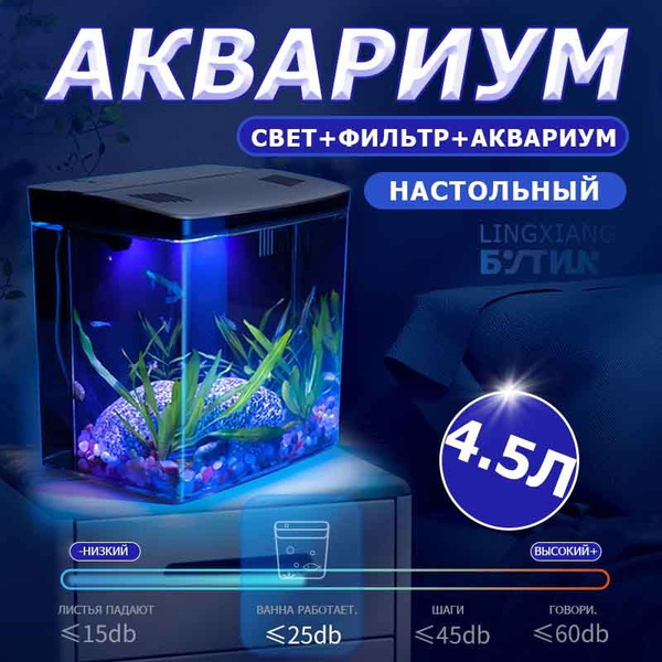 Аквариум с фильтром и подсветкой купить на OZON по низкой цене (1976651891)