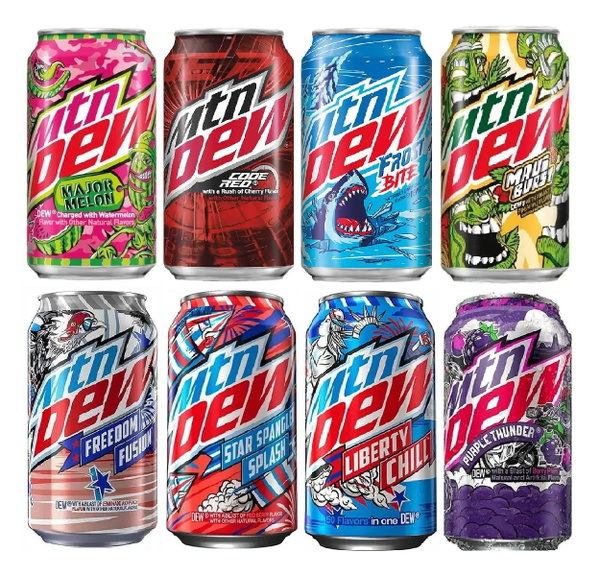 Набор из 8 напитков Mountain Dew (Major Melon,Code Red,Frost Bite ...