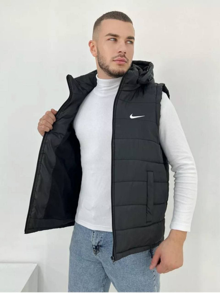 Жилет утепленный Мужской Молния, Карманы черный, размер 52, 54 ...