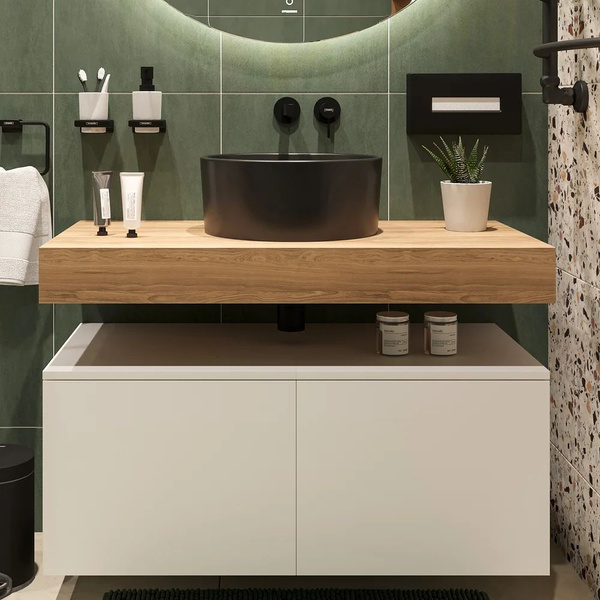 Столешница в ванную под раковину STWORKI Ольборг 100 без отверстий, дуб французский купить на ...