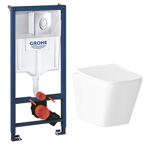 Инсталляция с унитазом комплект: унитаз подвесной Helmken 35490301, безободковый, сиденье с ...