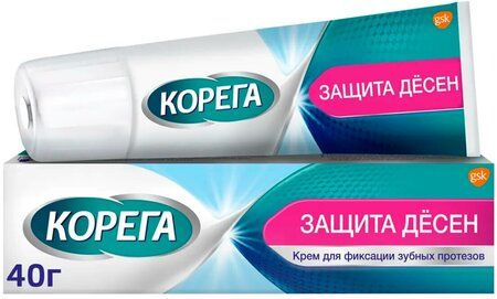 Корега крем для фиксации зубных протезов Защита десен, 40 г - купить с ...