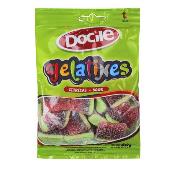 Жевательный мармелад DOCILE GELATINES SOUR WATERMELON SLICES (Кислые ... Жевательный мармелад DOCILE GELATINES SOUR WATERMELON SLICES (Кислые ...