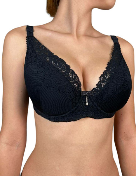 Бюстгальтер Женский VE.NU.S на косточках, размер 90E темно-синий Полиамид, Эластан Повседневный ...