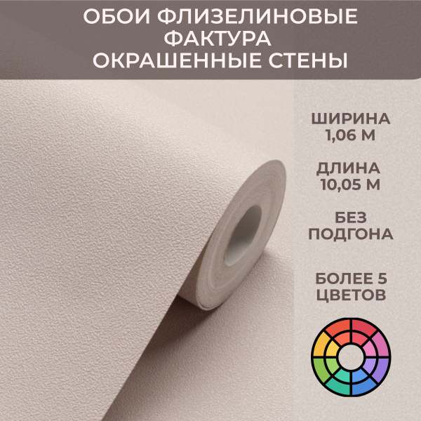 Обои флизелиновые 1,06 фактура ОКРАШЕННЫЕ СТЕНЫ, без подгона. Метровые ...