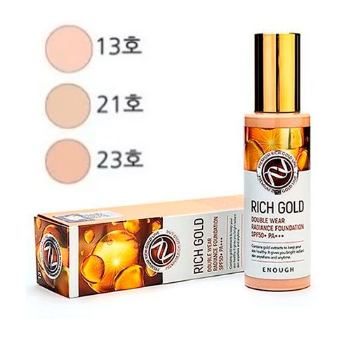 Тональная основа с золотом Enough Rich Gold Double Wear Radiance Foundation SPF50+ PA+++ №13 ...
