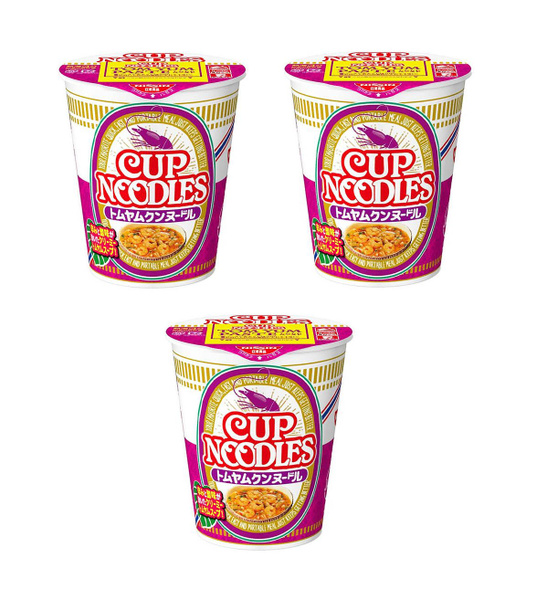 Суп-лапша быстрого приготовления Cup Noodle - 3 штуки в наборе со вкусом Том Ям, Nissin, Япония ...