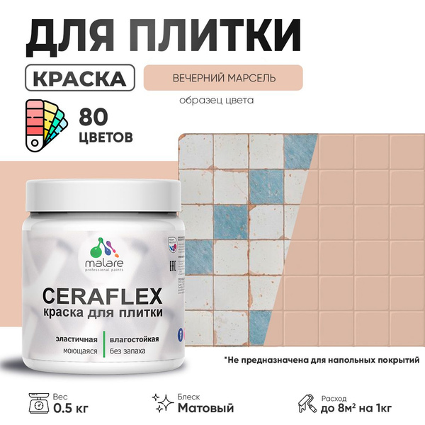 Акриловая краска для плитки Malare Ceraflex для керамической и ...