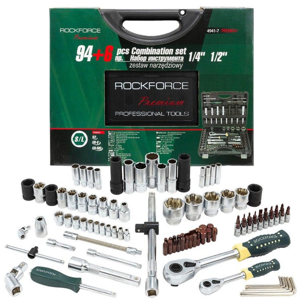 Набор инструментов 94+6 предметов 1/4'',1/2'' ROCKFORCE купить на OZON по низкой цене (1720189743)