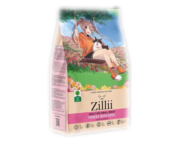 Сухой корм Zillii для собак мелких пород индейка и утка adult dog small ...