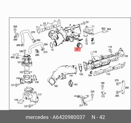 Патрубок впуск.колл.MERCEDES W204, C207, C209, W211, W212, C218, W221 ...