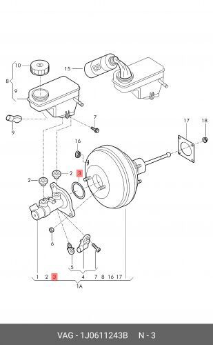 Прокладка между усилителем тормозного пр - VAG (VW/Audi/Skoda/Seat) арт ...