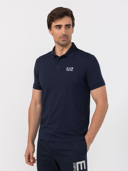 Поло EA7, размер 52, 54, цвет темно-синий, Хлопок 95% Эластан 5% - купить по выгодной цене в ...