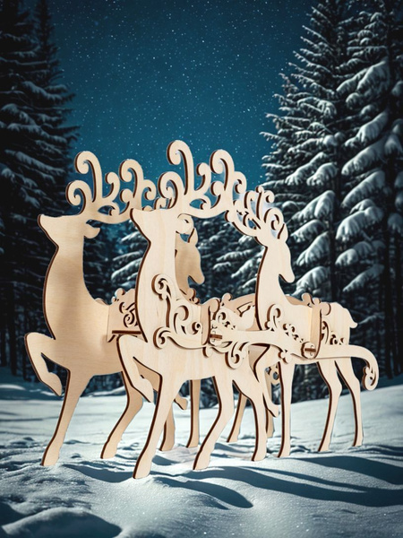 Новогодние олени с санями 30*17*40 см. Новогодний сувенир купить c ...