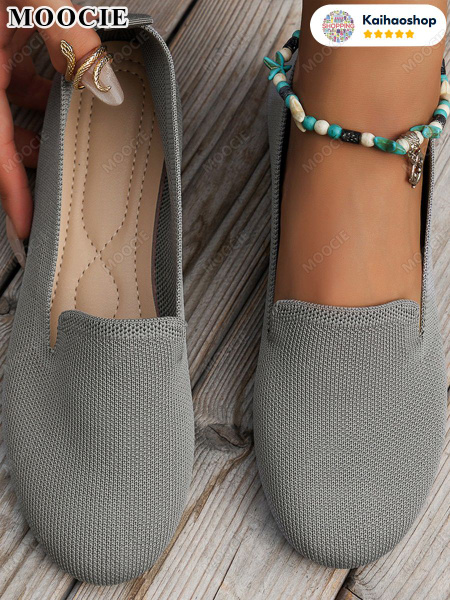 Мокасины Женский MOOCIE серый, размер 43 Без застёжки Без каблука Лето Леопардовый принт Бег ...