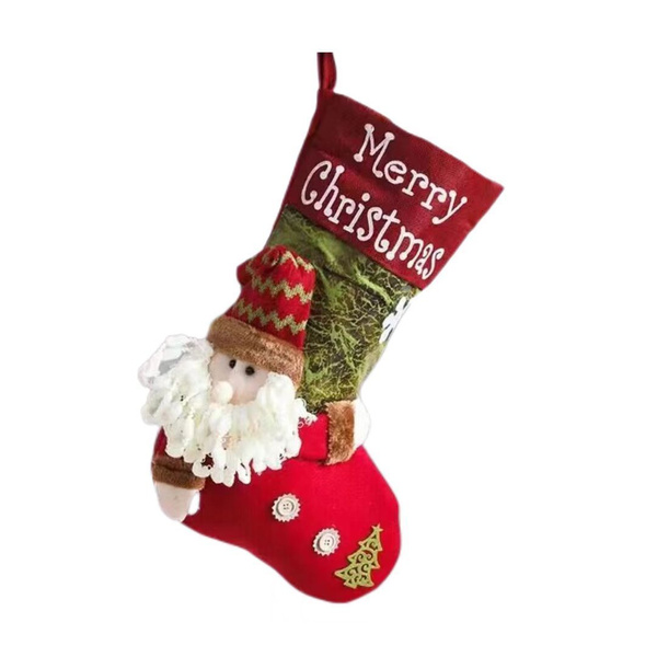 Новогодний носок для подарков / Рождественский носок на камин Санта ...