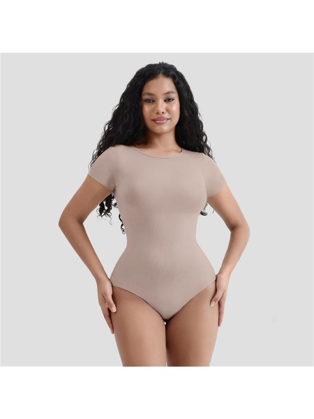 Боди Женский SKIMS нюдовый Короткий, размер 44 Пуговицы Полиэстер, Спандекс Повседневный купить ...