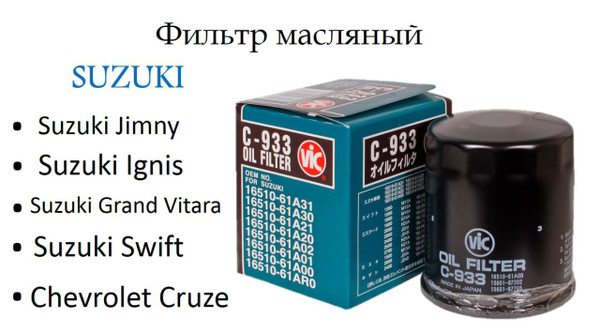 Фильтр масляный VIC C-933 Suzuki Grand Vitara купить на OZON по низкой цене (1784515267)