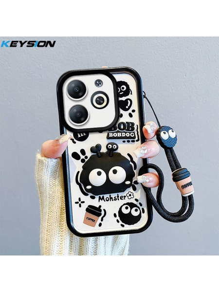 Противоударный чехол Keysion для Tecno Spark Go 2024 20 Pro 20c со шнурком силиконовый милый 3d