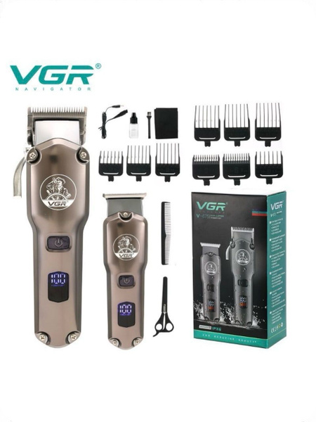 VGR Набор для стрижки V-675 Машинка+триммер для стрижки волос, серый металлик купить на OZON по ...