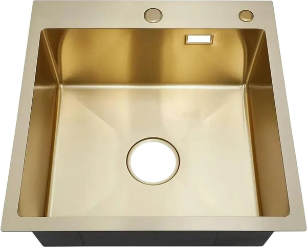 Мойка кухонная РМС MR-5050G металлическая, 50x50, квадратная, золотая ...