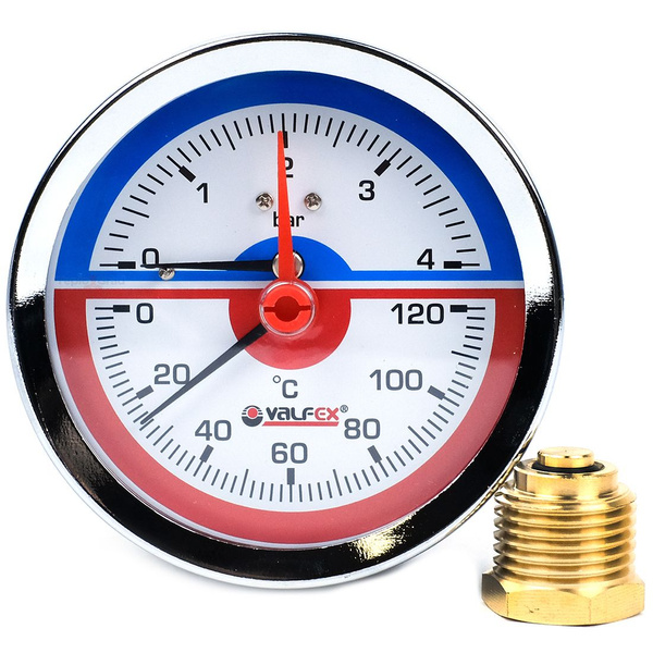 Термоманометр аксиальный Valfex 80 мм, 0-4 бар, 1/2 купить на OZON по низкой цене (1799543506)