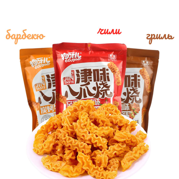 Характеристики Китайские чипсы (снэки) Gouyaer Jin Taste, три вкуса ...