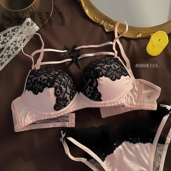 Комплект белья Женский SYJWY светло-розовый Пряжка бралетт Полиэстер Погоны, Хлястик, размер 75A ...