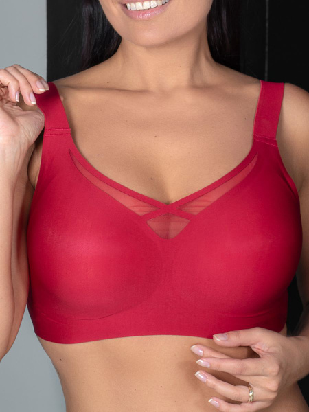 Бюстгальтер Женский Mageks без косточек, бесшовный, размер 80B, 80C бордовый, красный Нейлон ...